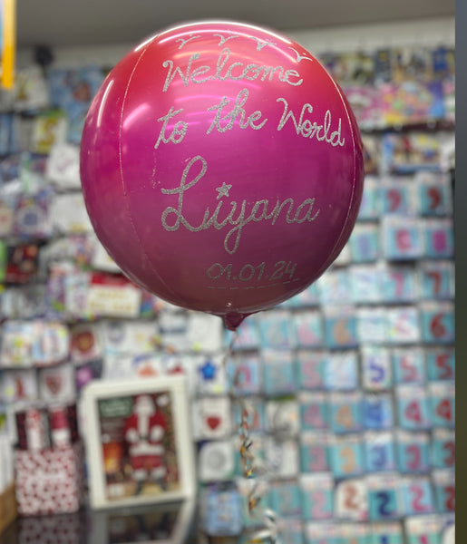 Personalised Glitter Writing Orbz Balloon 21 London Balloon Shop